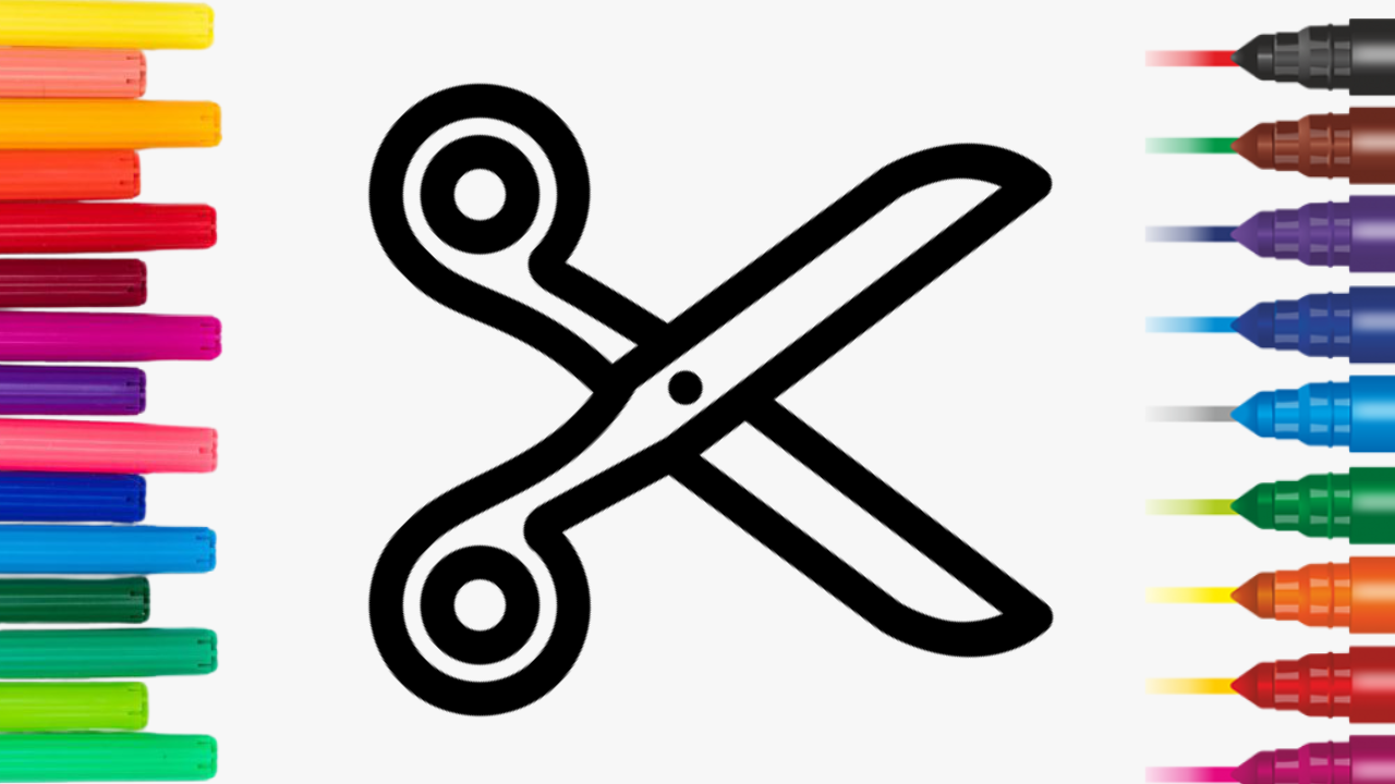 Рисуем ножницы фломастерами. Простое рисование для маленьких детей.