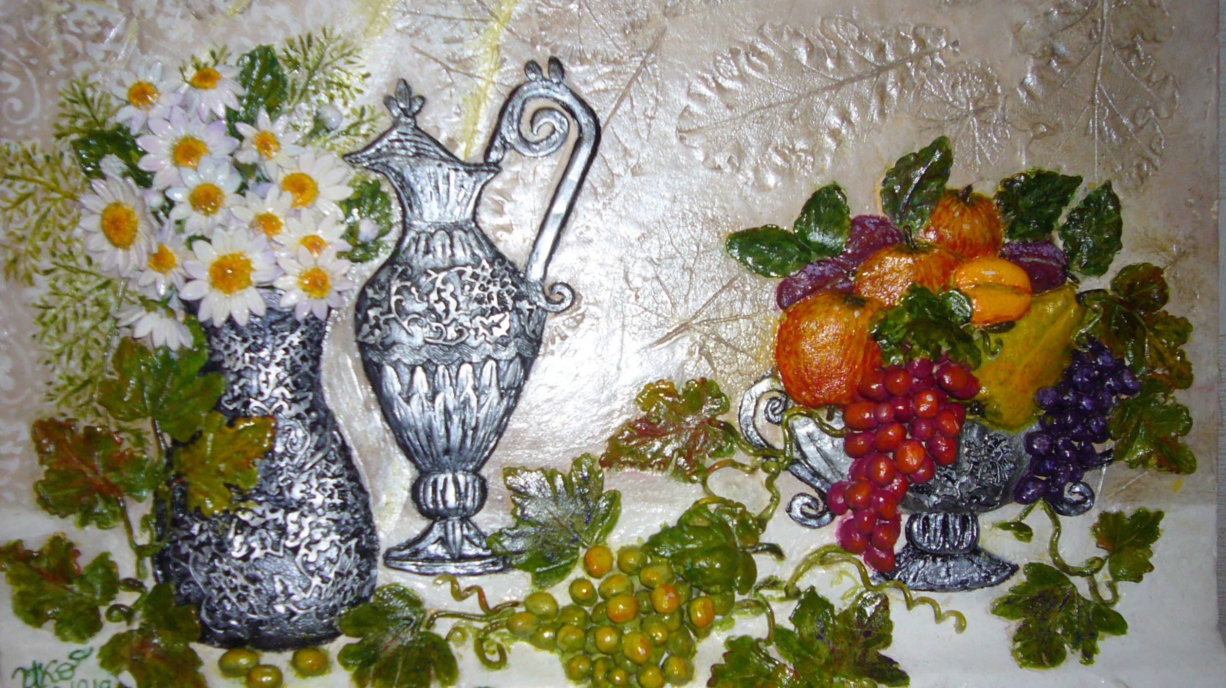 Картина барельеф. Дары осени. Моя фантазия.