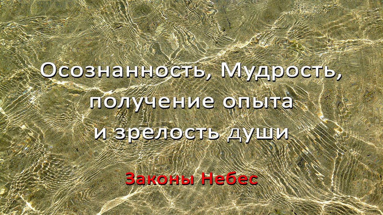 Осознанность, Мудрость, получение опыта и зрелость души
