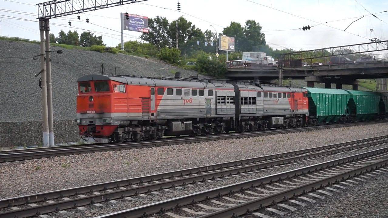 Тепловоз 2ТЭ10У-0340Б/0540А на подъёме. Звук 5Д49.