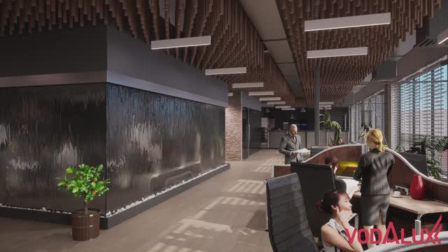 3D визуализация. Уникальный проект водопада по стеклу для оформления офиса №157