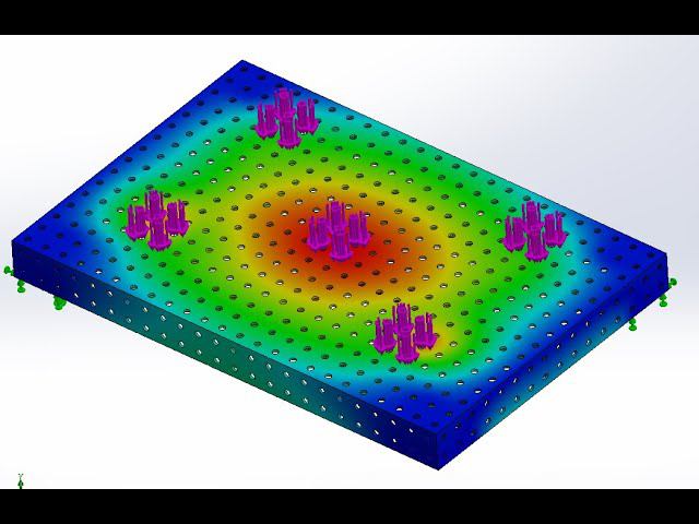 Расчет прочности сварочного стола 1200х800 (толщина 6мм)