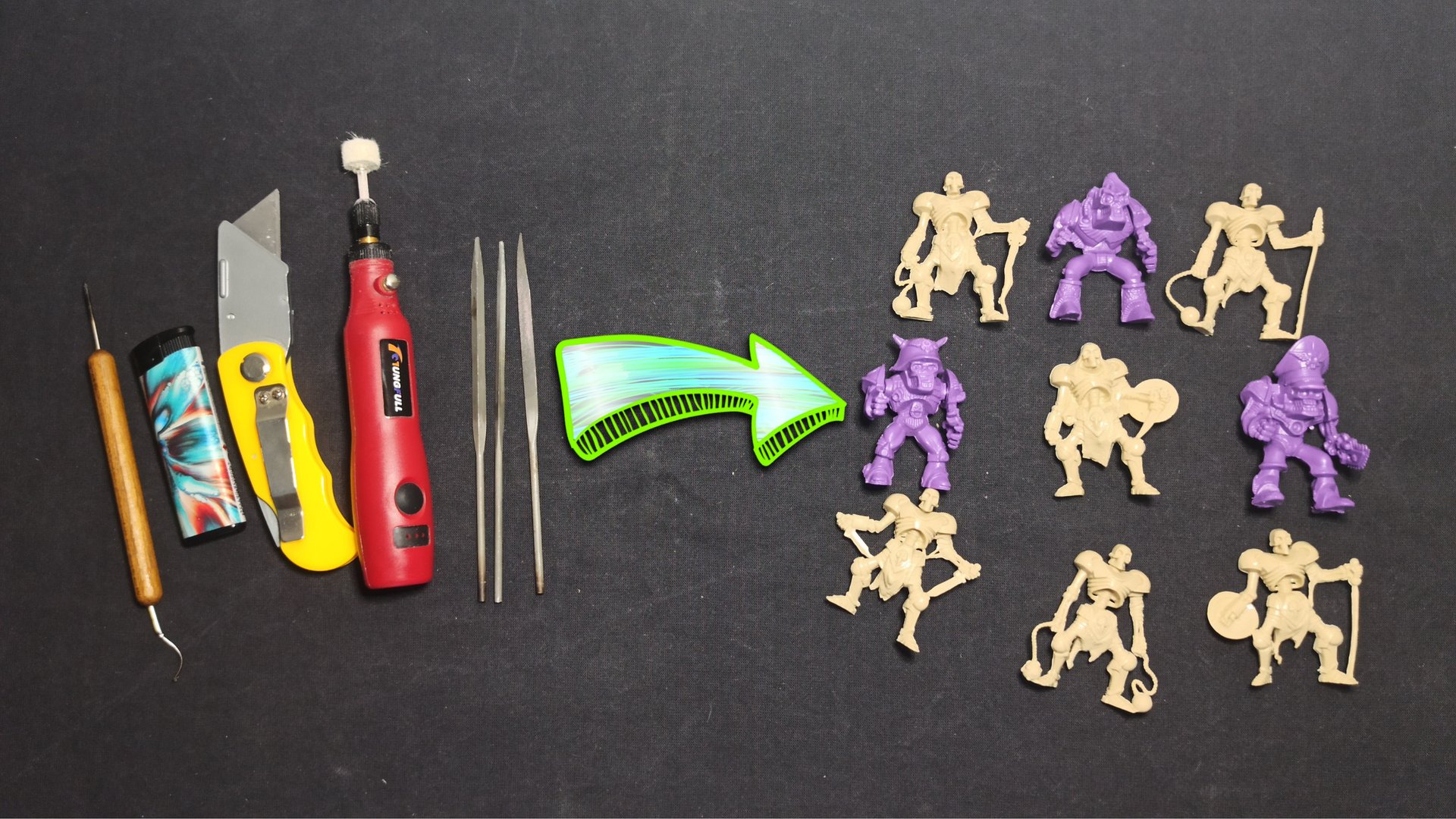 Каким инструментом удалить облой с полиэтиленовых миниатюр от Технолога.