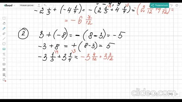 Сложение и вычитание положительных и отрицательных чисел