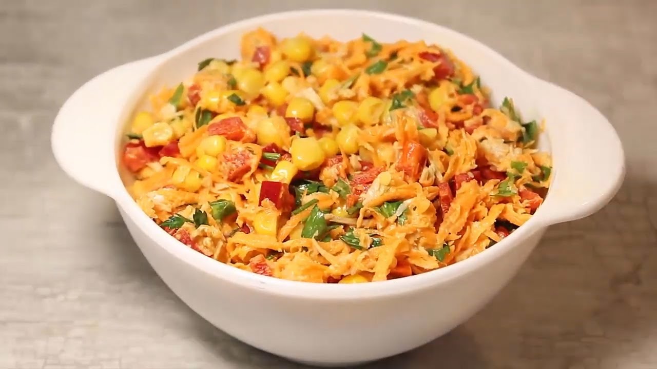 Салат с Курицей, Сладким Перцем и Морковью по Корейски.mp4