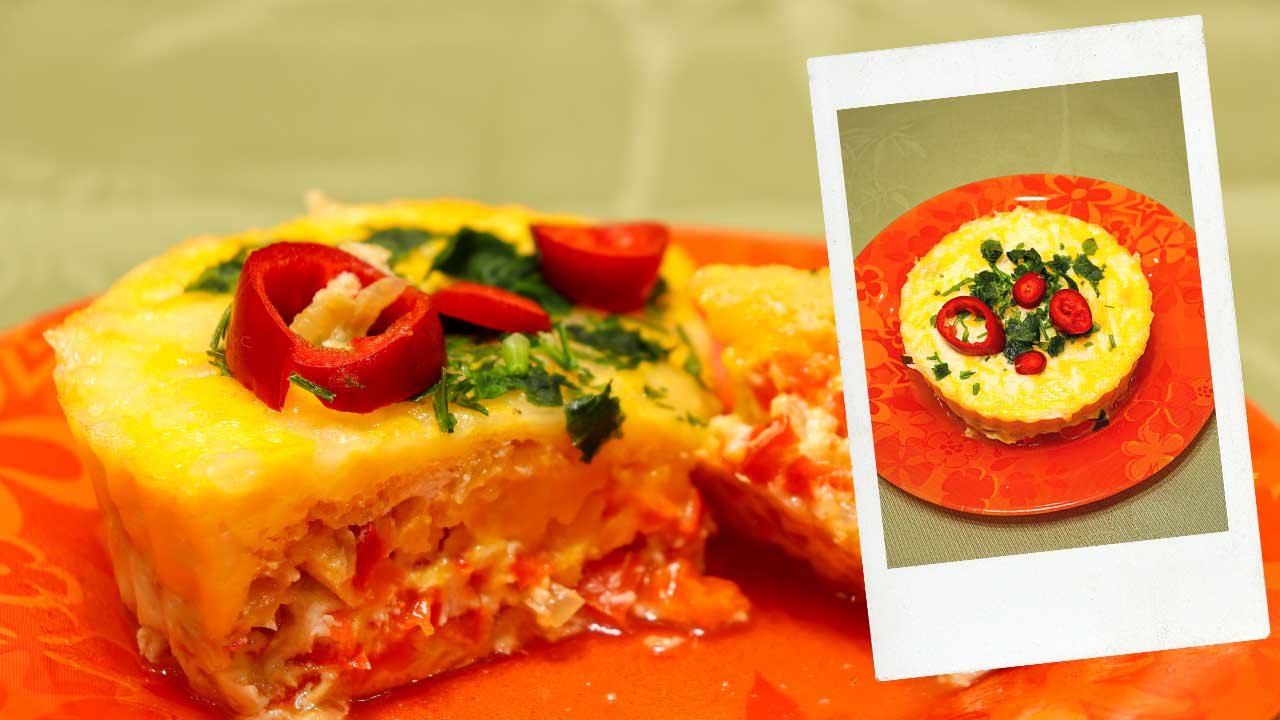 Запеченный омлет с овощами