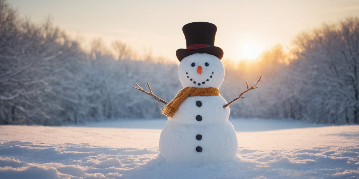 Снеговик в заснеженном поле