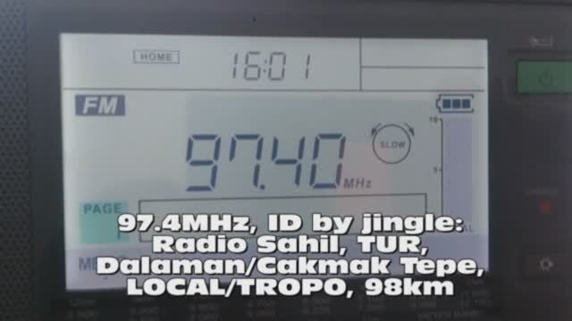 10.08.2017 13:00UTC, [Semilocal], Radio Sahil, Даламан, Турция, 97.4МГц, 98км