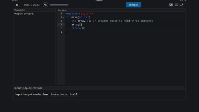 Store integers in an array
