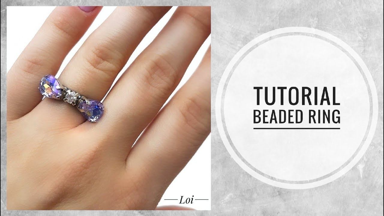 #МК - Кольцо из бисера с кристаллами в цапах | #Tutorial - Bead ring with crystals