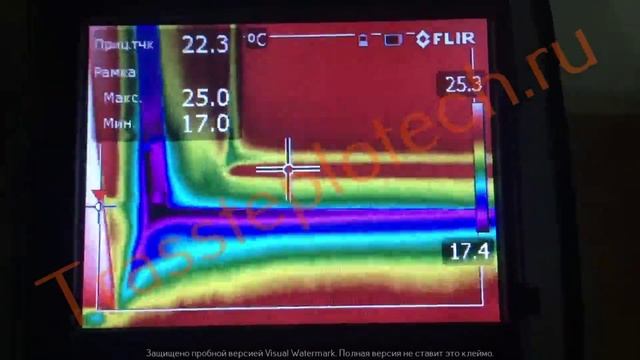 Тепловизионное обследование пластикового дверного блока Rehau.