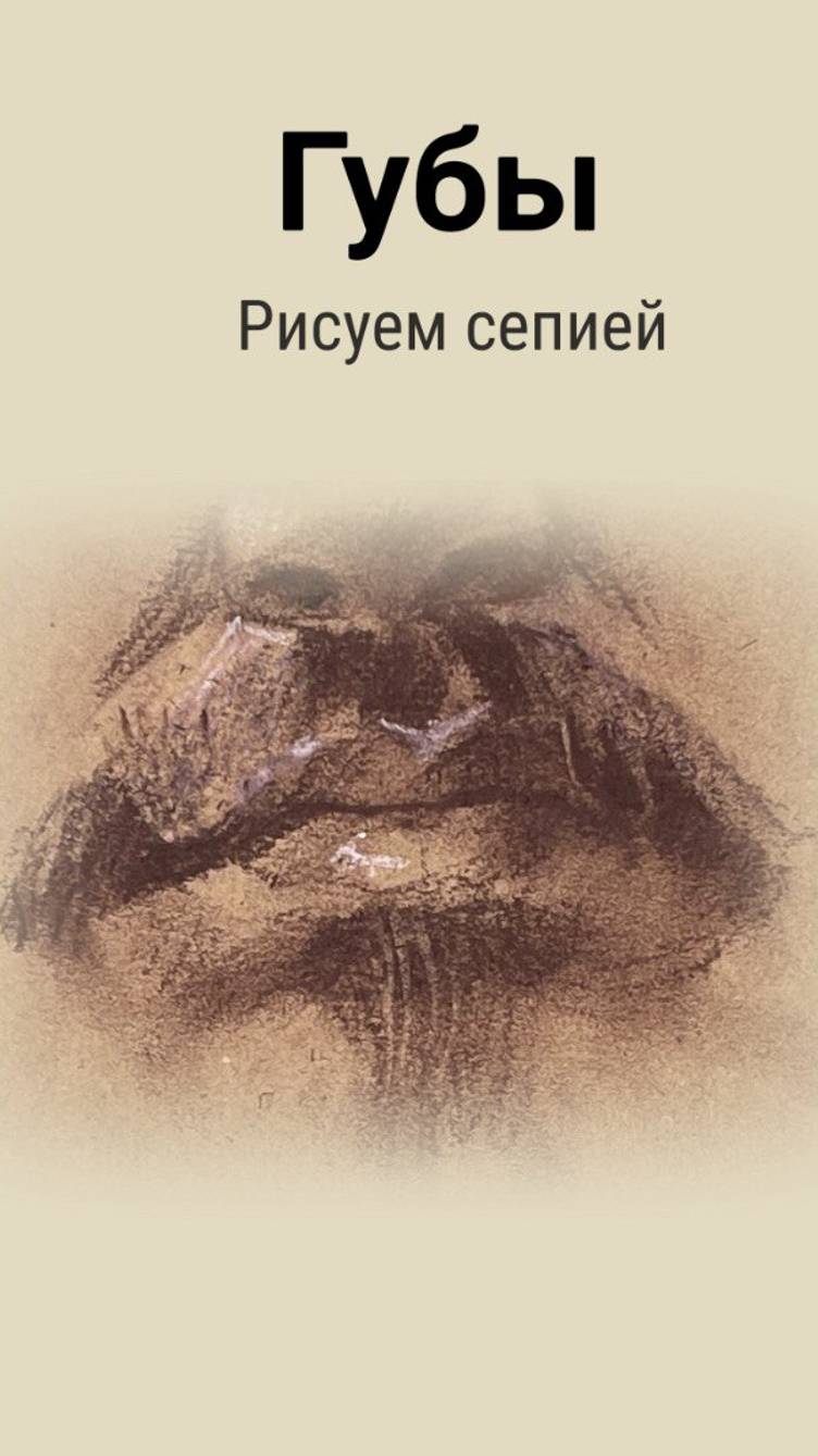 Губы - рисуем сепией - по шагам. Подготовительный урок к онлайн эфиру "Рисуем чувства"