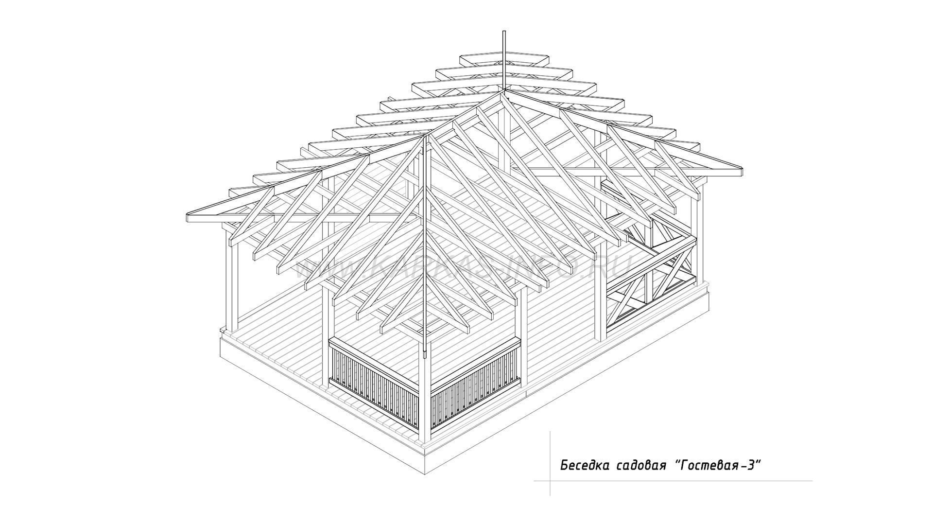 Краткий обзор проекта садовой беседки Гостевая 3