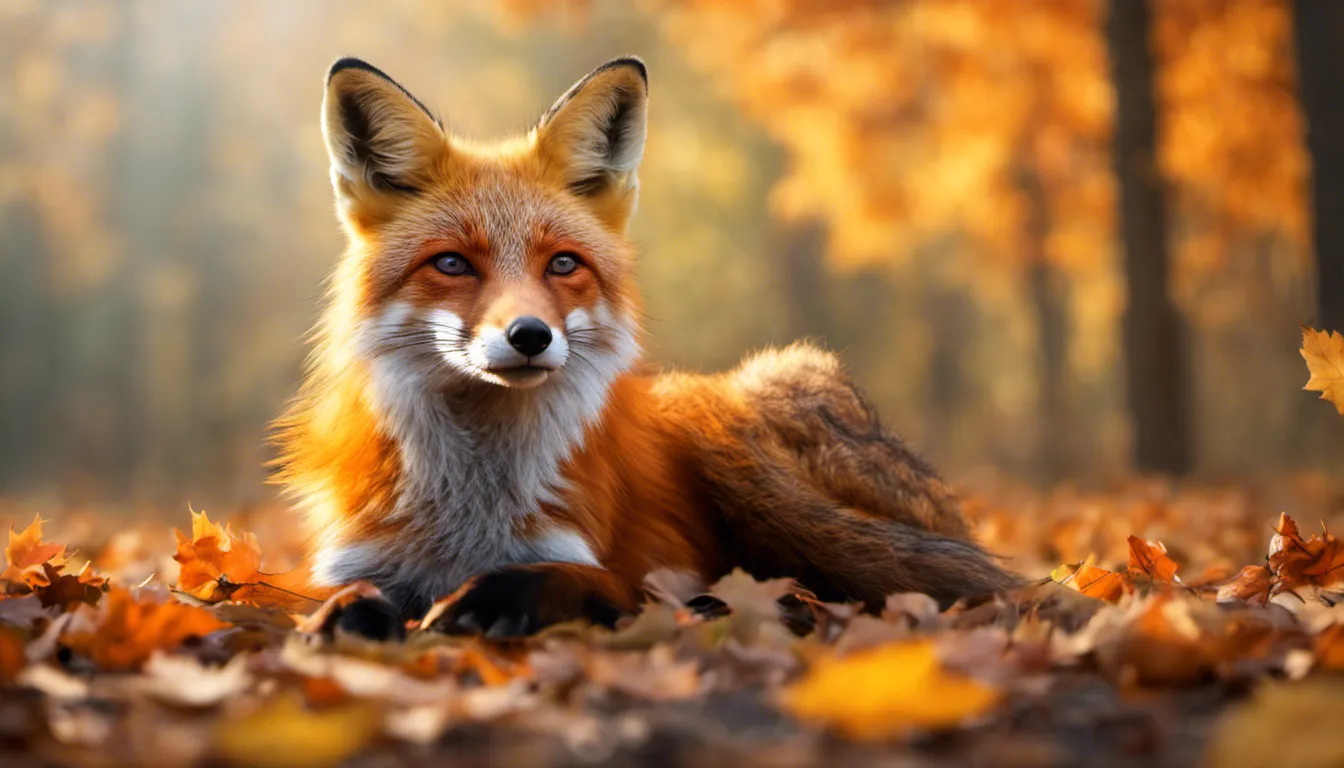 Одинокая лиса в осеннем лесу