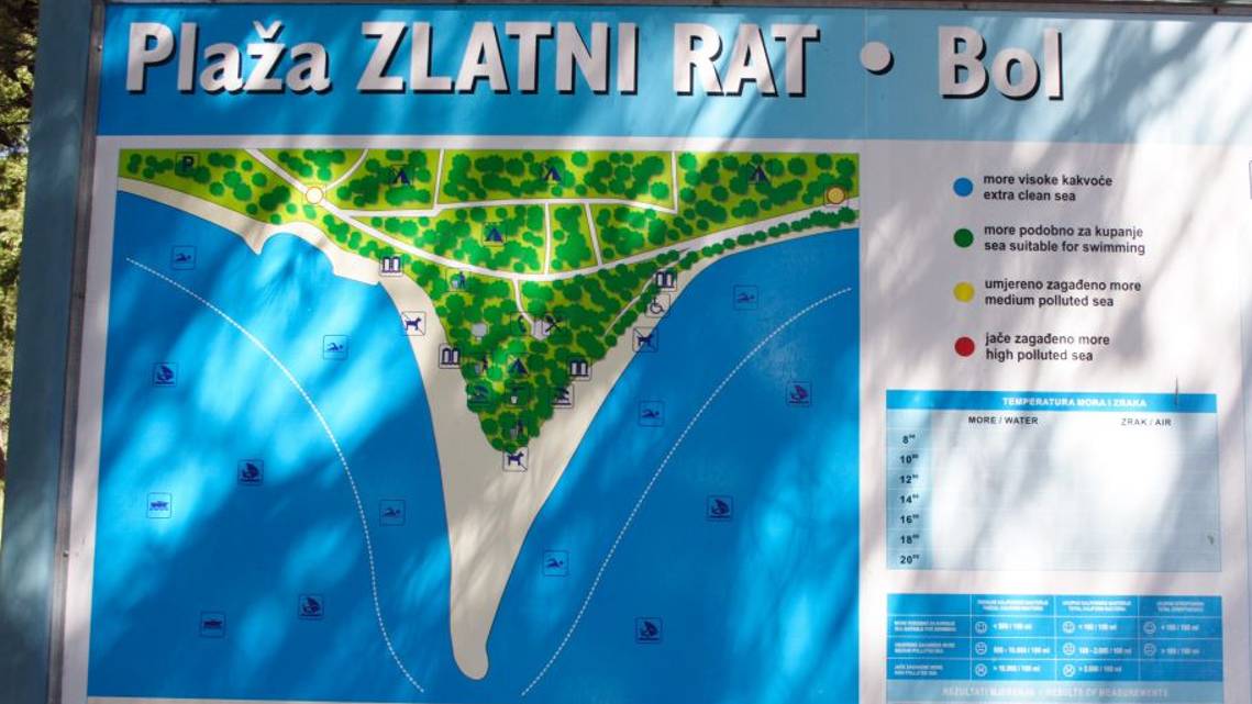 Хорватия — остров Брач — Бол (Bol). Золотой Мыс — самый популярный пляж в Хорватии, на Адриатике.