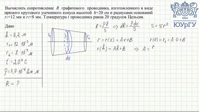 Сопротивление проводника переменного сечения