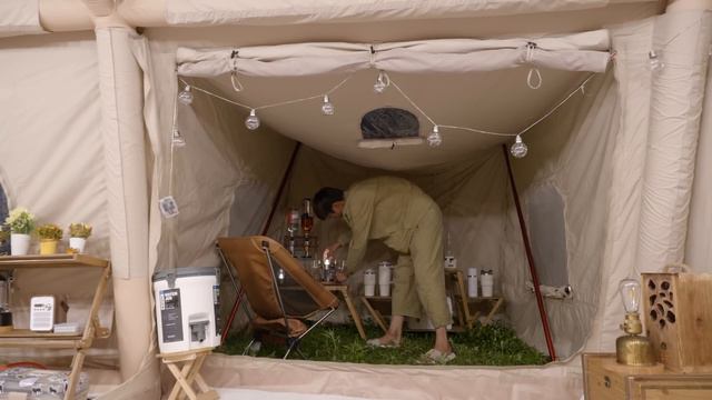 Отдых в большой роскошной палатке на 7 комнат. ASMR