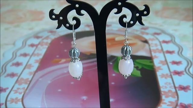 Серьги с розовым кварцем. Украшения из натуральных камней