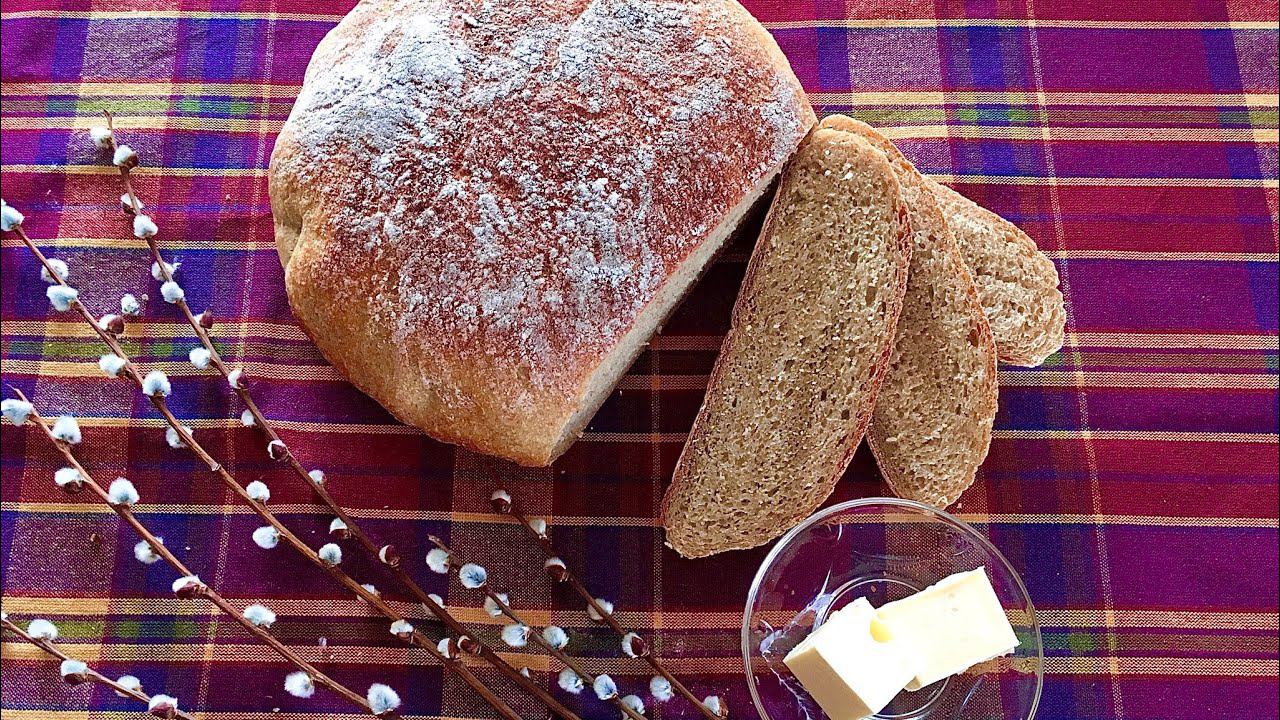 Домашний хлеб из цельно зерновой пшеницы, заваренный кипятком на дрожжах!