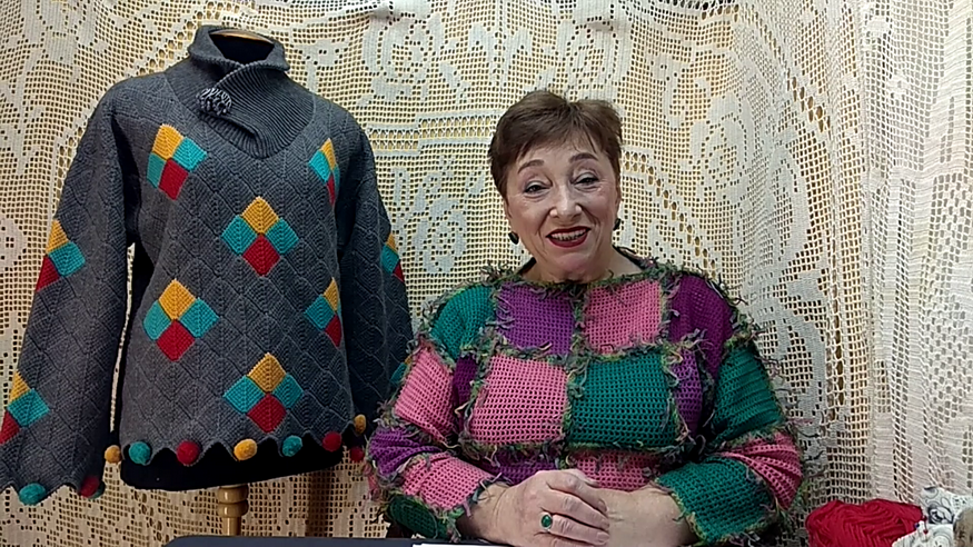 Свитер "Кубик Рубика". Мастер-класс по вязанию крючком от О. С. Литвиной.