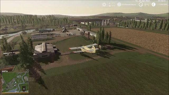 ► Farming Simulator 19. Карта Золотой Колос. Полетели пристегните ремни..