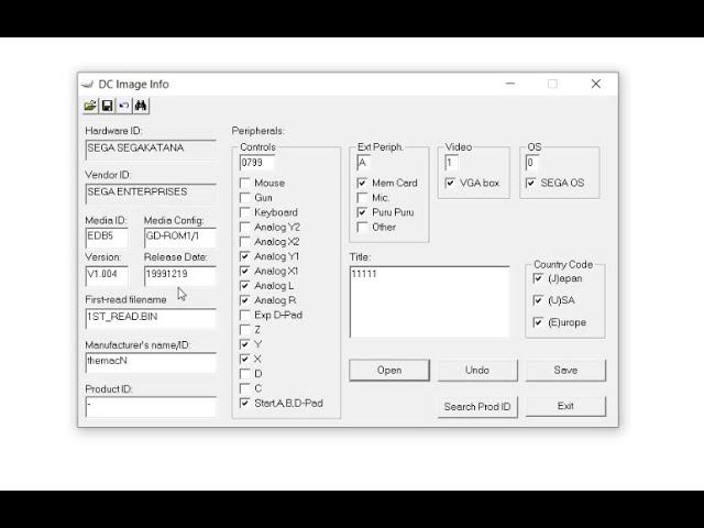 Dreamcast Image Info. Редактируем настройки CDI образа.