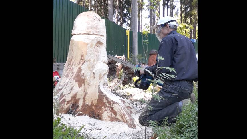 ВИКИНГ ИЗ ПНЯ ЭЛЕКТРОПИЛОЙ.