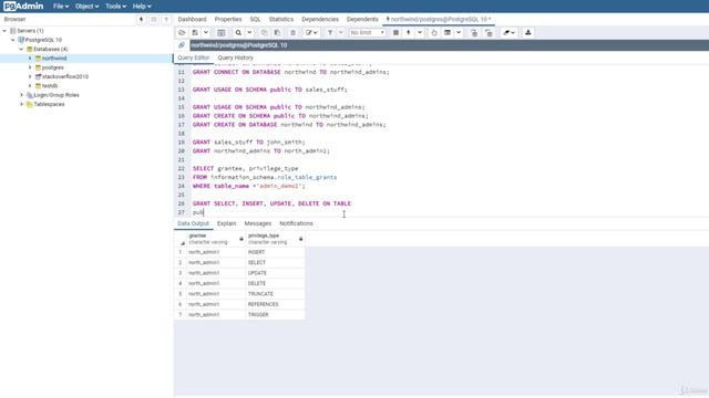 142 Права на уровне таблиц