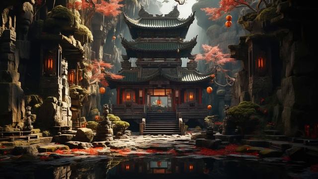 Японская дзен-музыка _ Храм Каньона с флейтой и звуками природы (1080P_HD)