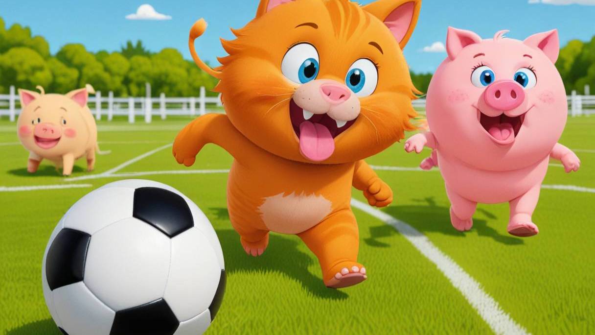 Котенок Кордэ с друзьями играют в футбол | Мультики для детей | Спорт | Игры | Песенки для детей