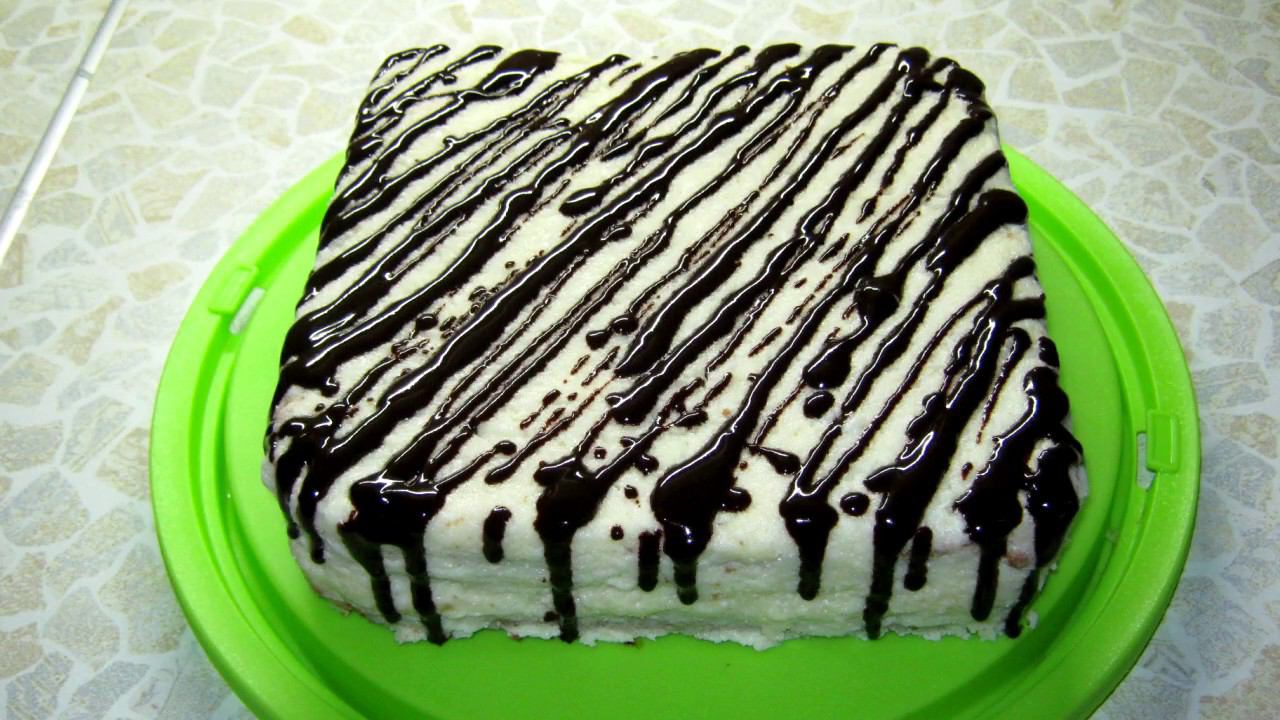 Простой торт с кремом из манки