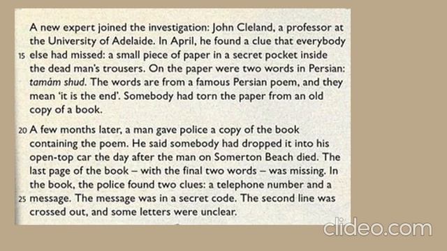 2 solutions pre intermediate unit 8 p 91 Somerton man