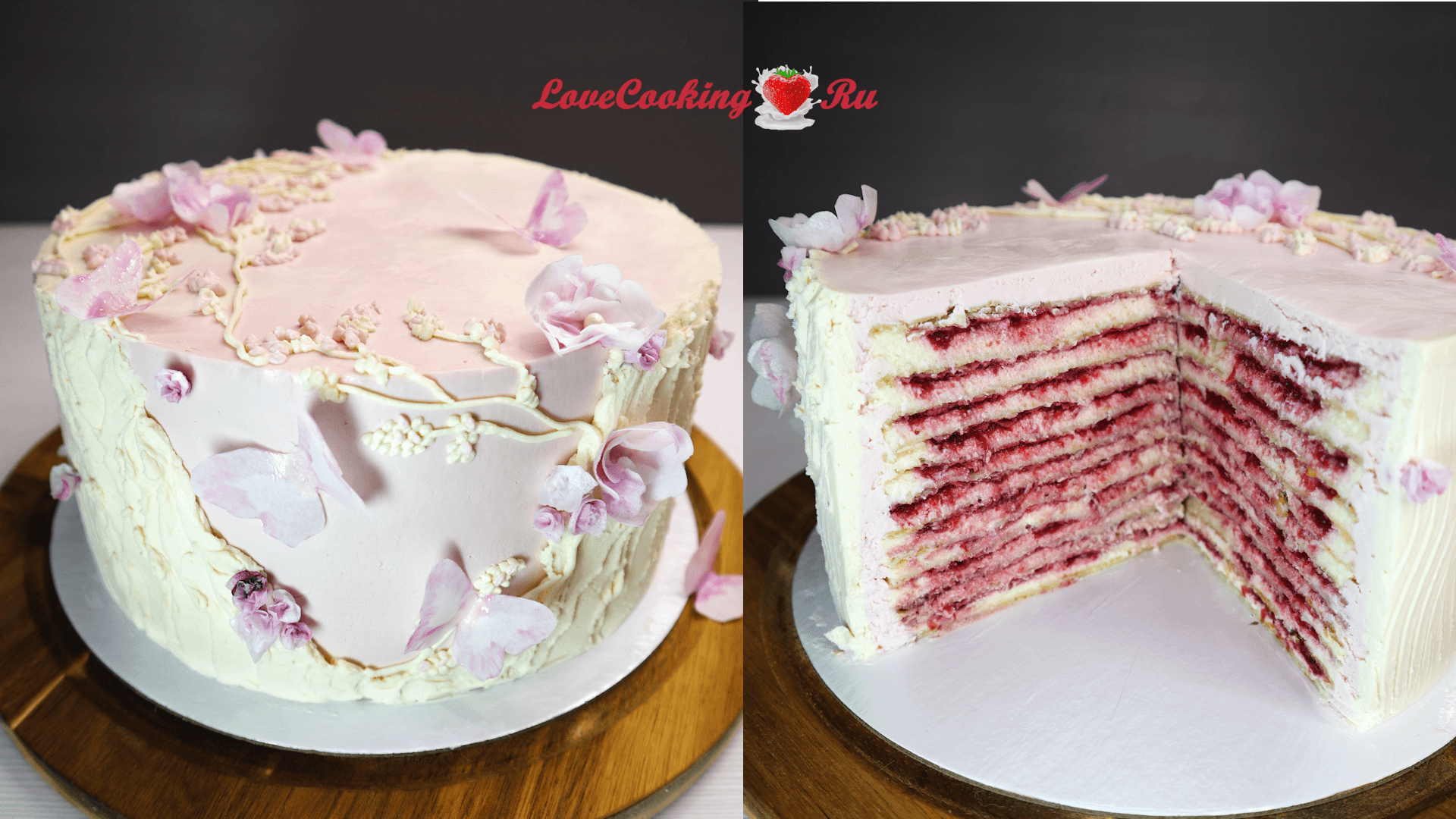 Творожный торт со сметанным кремом "Пломбир" | Декор из вафельной бумаги