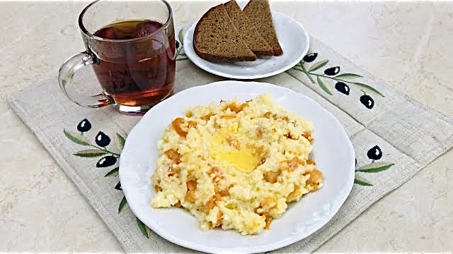 Пшённая каша с курагой на молоке. Каша в мультиварке.