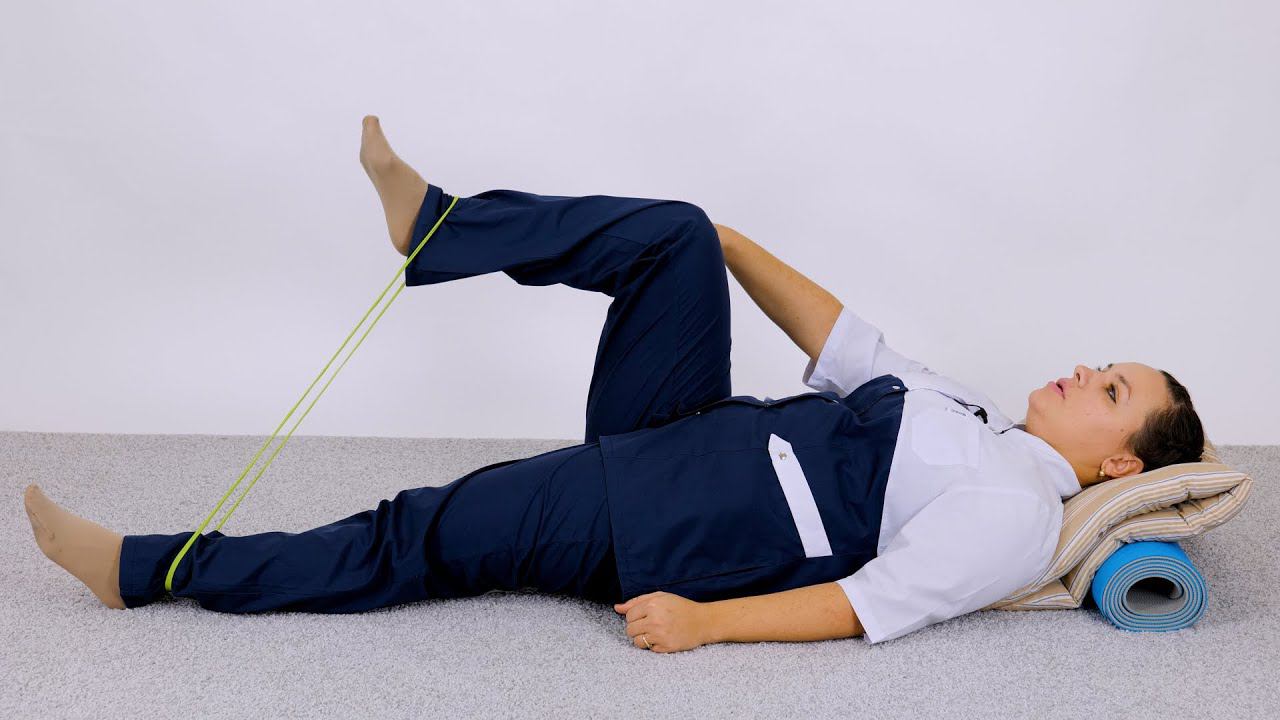 Комплекс 1. Упражнения на сопротивление с эластичными лентами в положении лежа на спине
