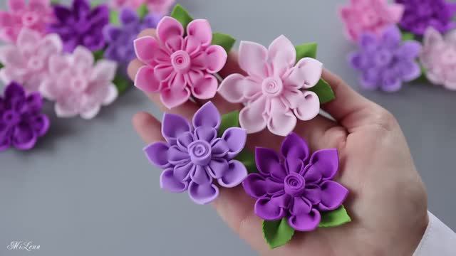 🌸 ЦВЕТЫ ИЗ ФОАМИРАНА 🌸 атласная лента