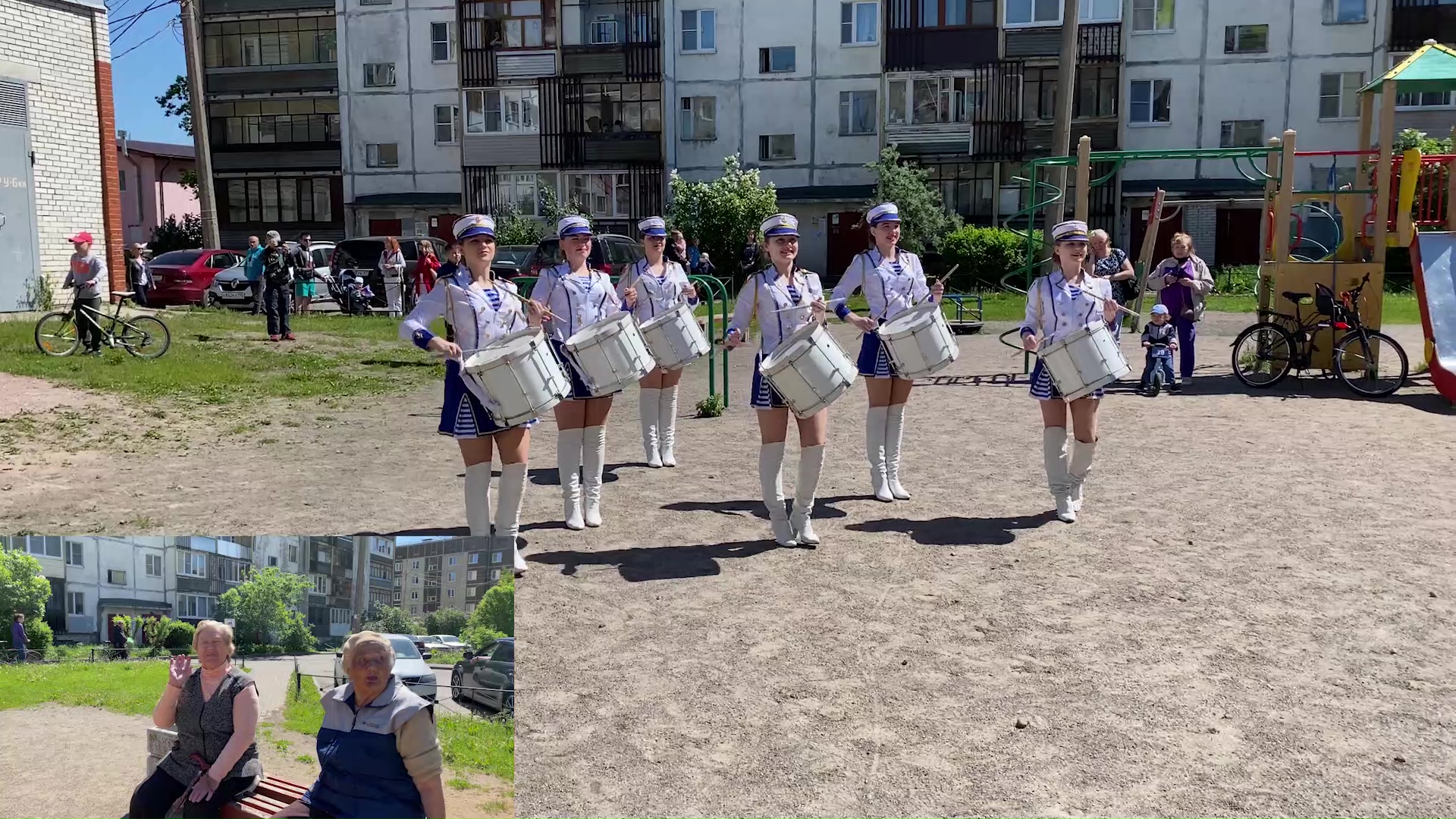 12.06.2020_Шоу-группа барабанщиц "Фейерверк" на всероссийской акции_"Концерты во дворах".