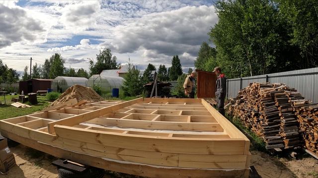 Каркасная баня на покрышках! Лаги пола!