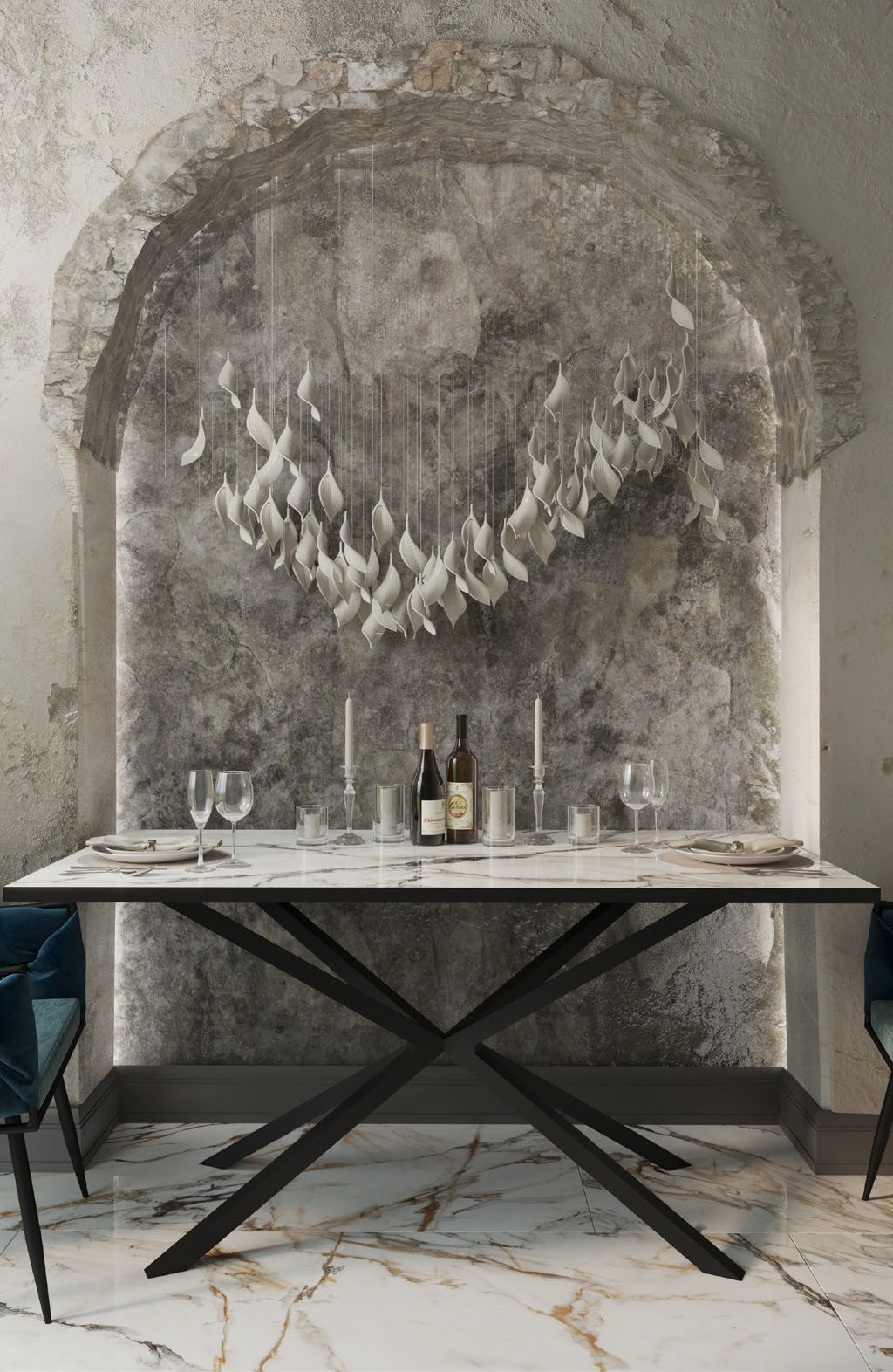 TileKraft Стол из Керамогранита Firneza Gold 80х160