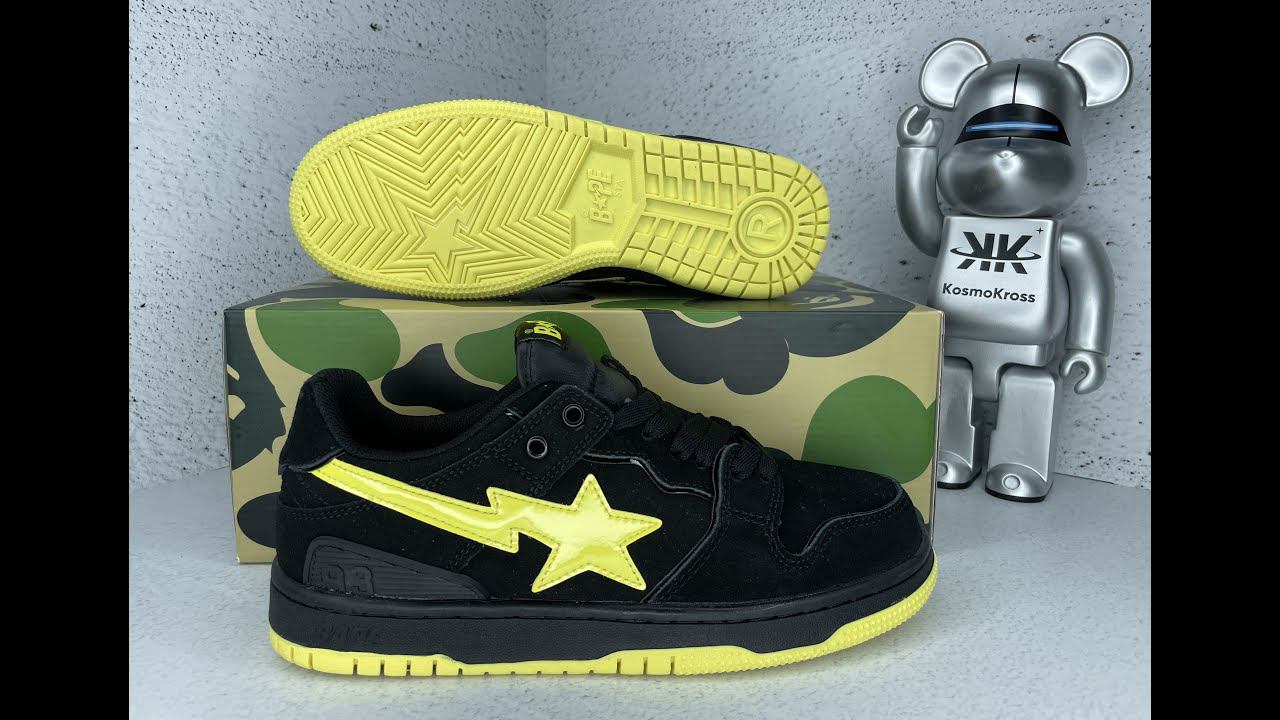 Кроссовки Bape Sk8 Sta 'Black Electric Yellow'