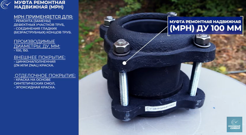 Ремонт трубы из ВЧШГ при помощи муфты ремонтной надвижной МРН