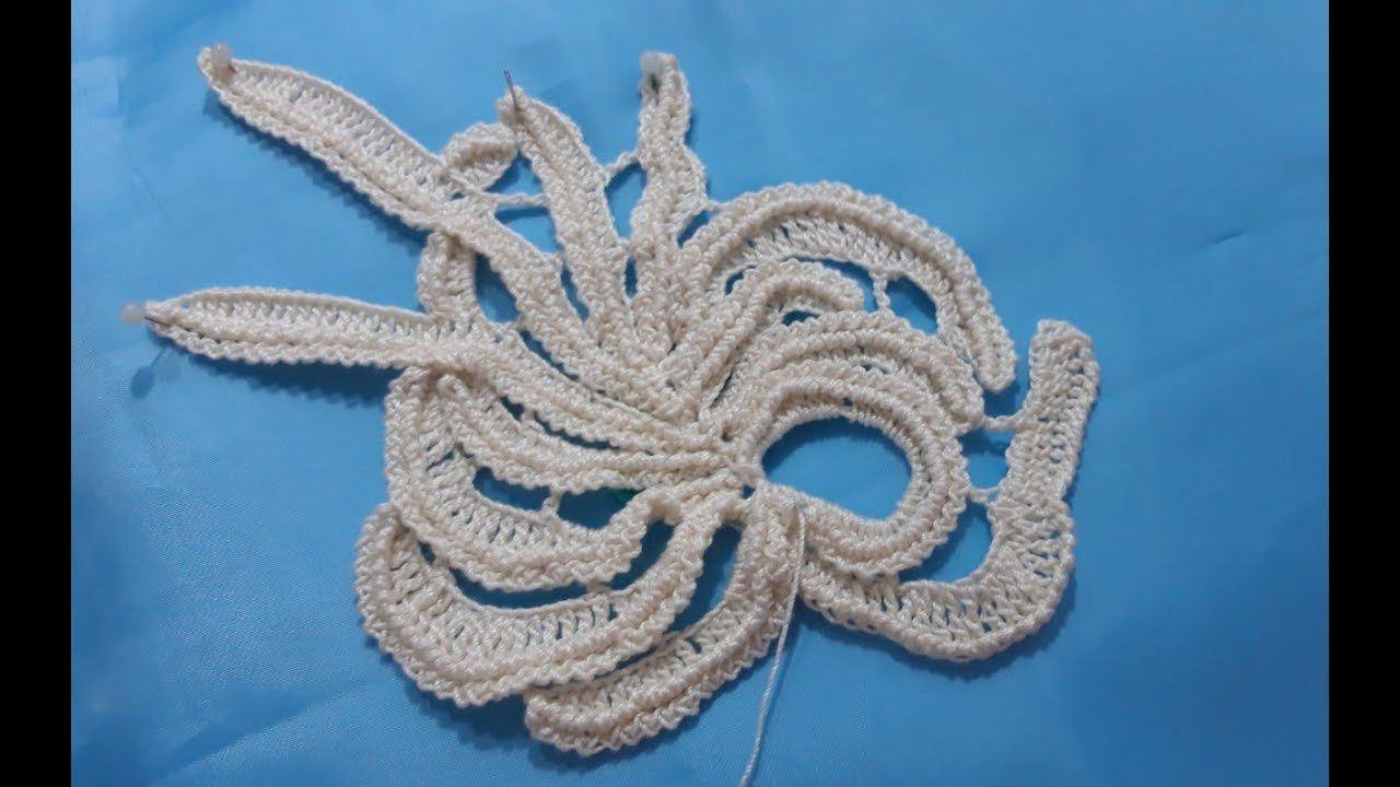 Цветок крючком . ЦВЕТОК АСТРА крючком.Часть1.ИРЛАНДСКОЕ КРУЖЕВО. Мотив крючком .