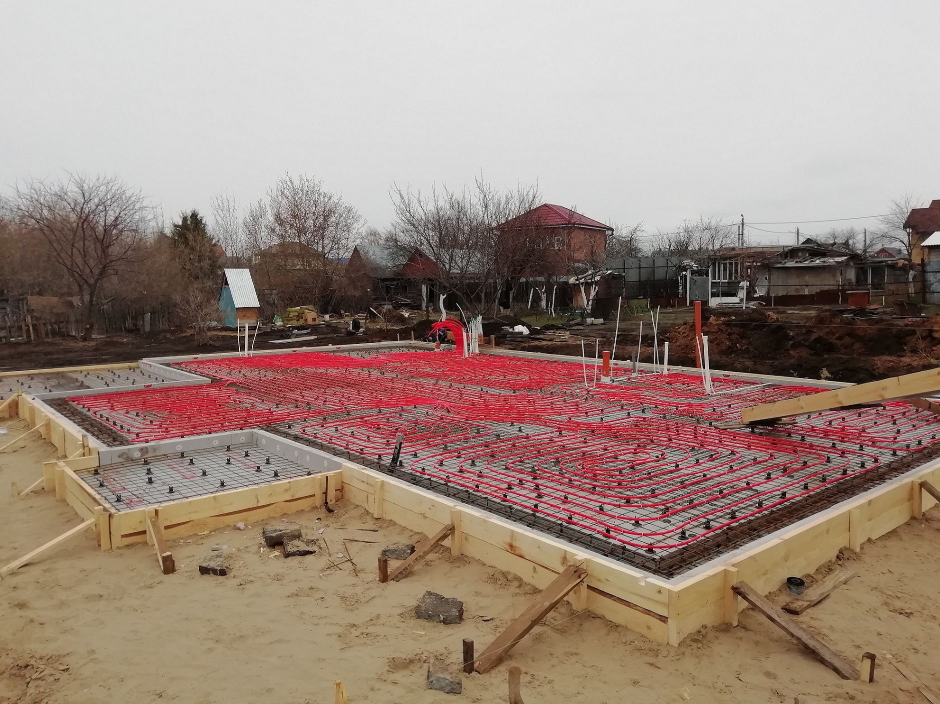 Монтаж фундамента УШП под каркасный дом площадью 106 кв.ми