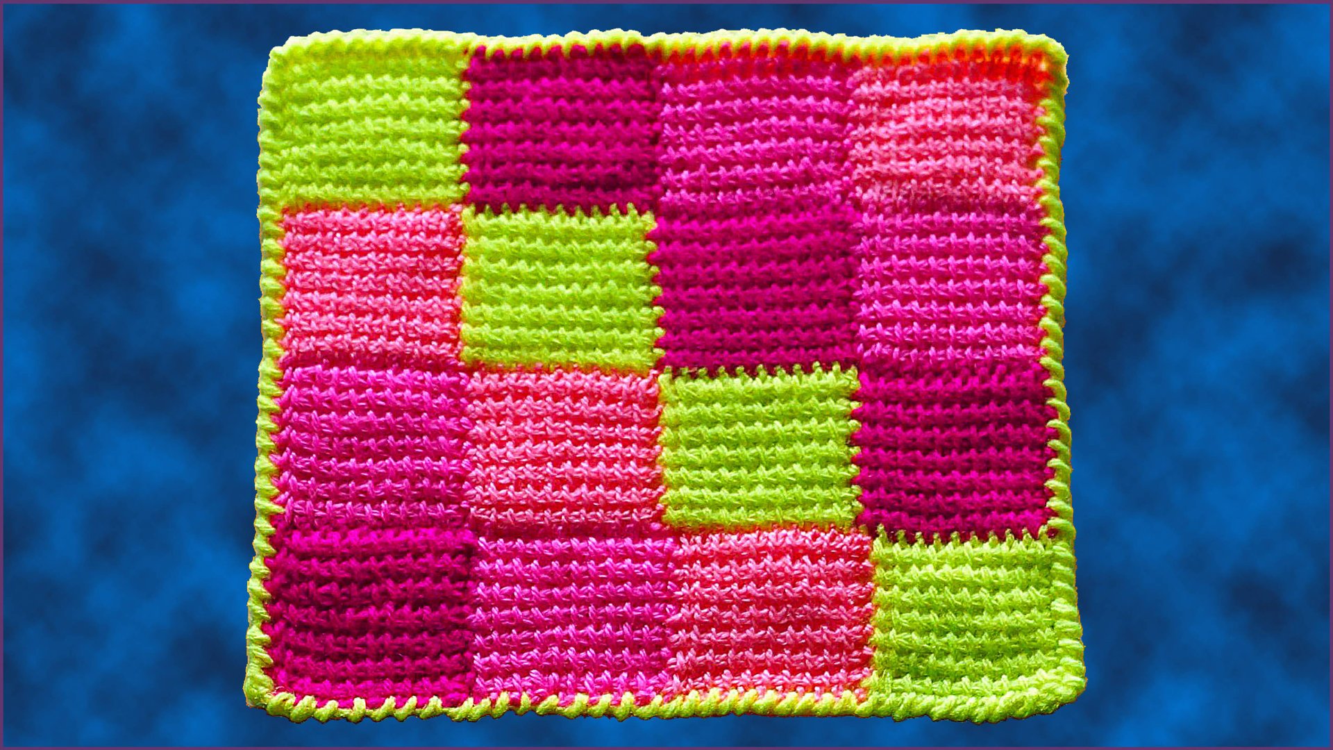 Узор для пледа тунисским крючком. Вязание пледа крючком.