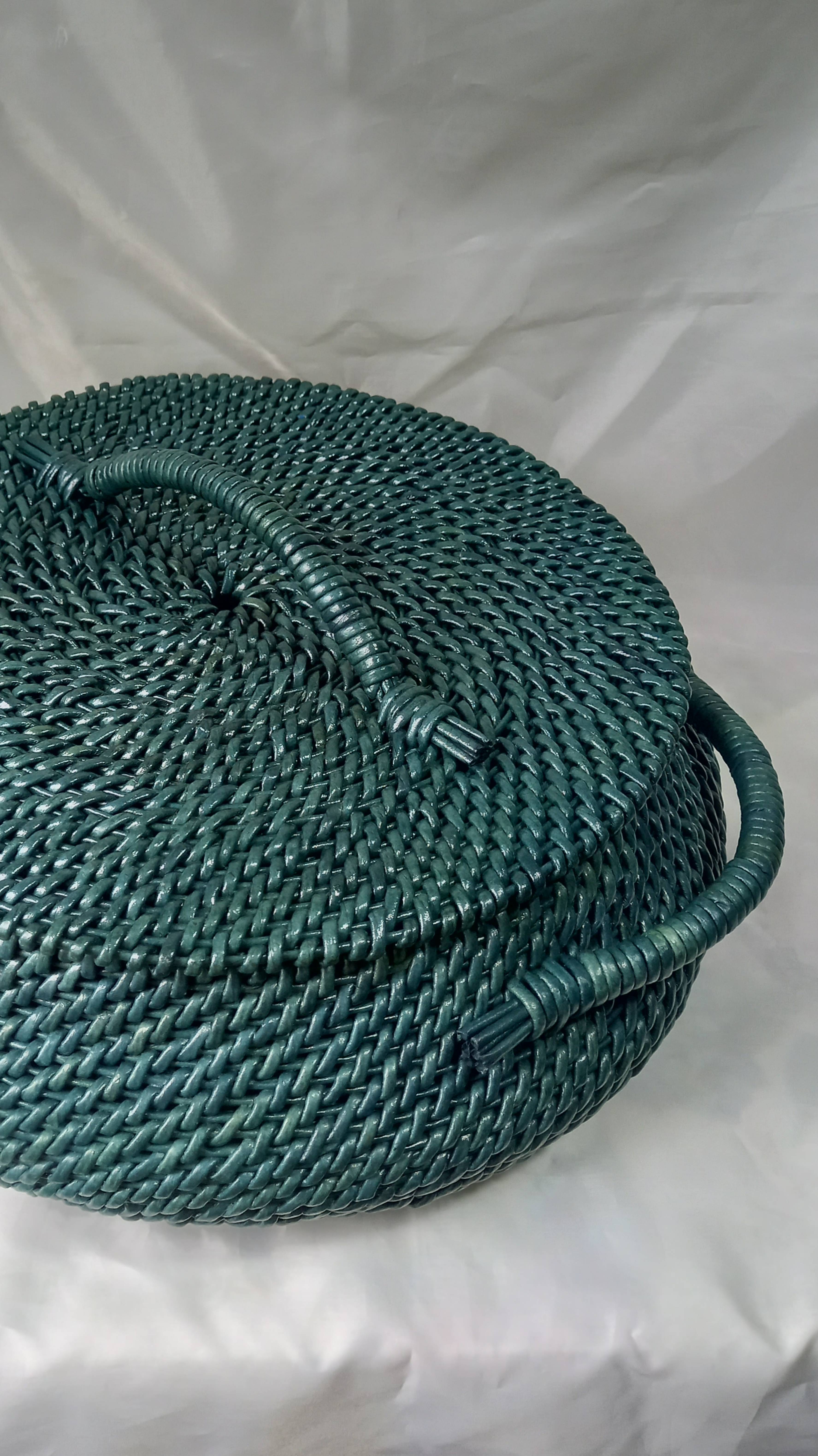 Плетеная корзина для хранения.Пузатая плетеная корзина.Корзина из бумажной лозы.