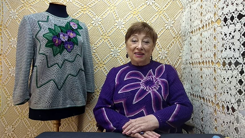 Фриформ. Кофточка "Анютины глазки". Мастер-класс по вязанию крючком от О. С. Литвиной.