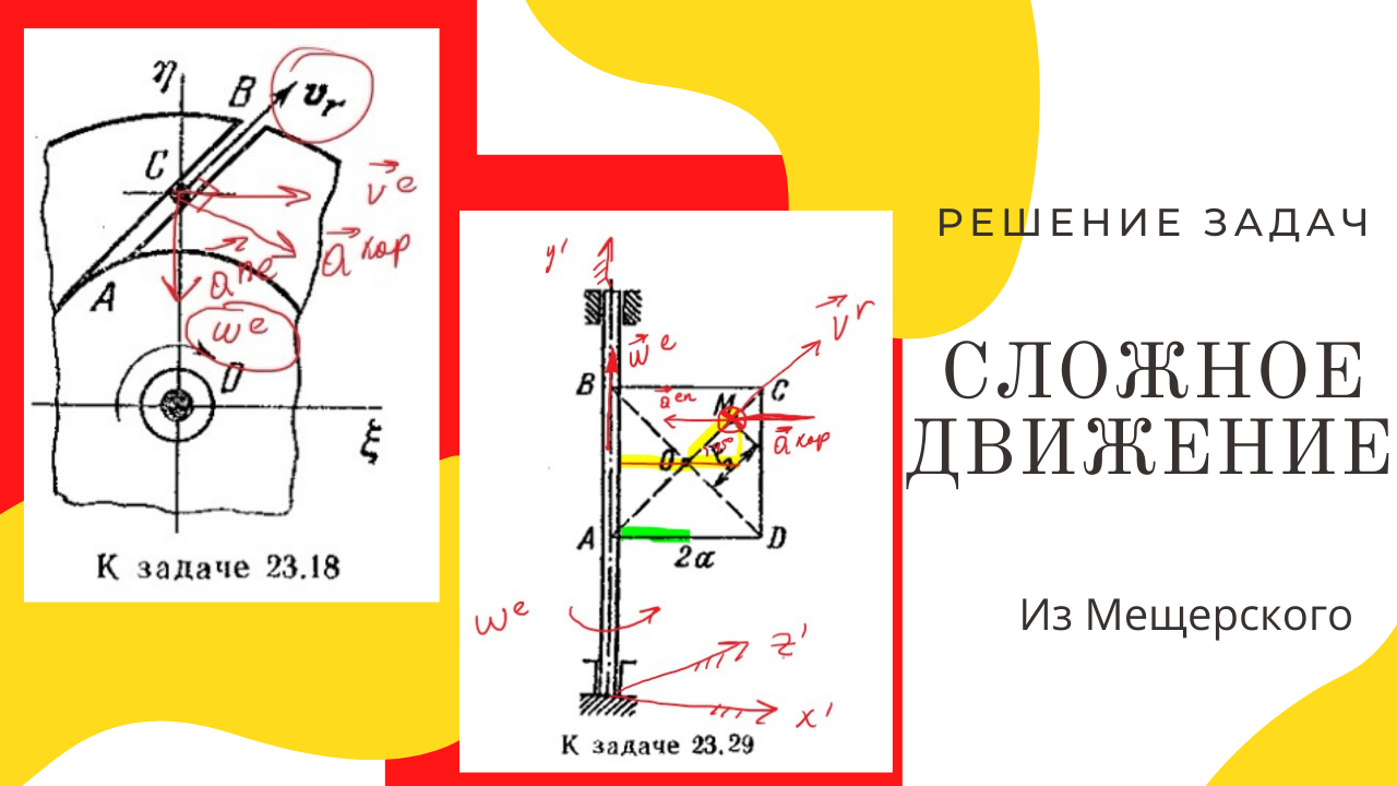 Сложное движение находим скорости и ускорения точек (практическое занятие)