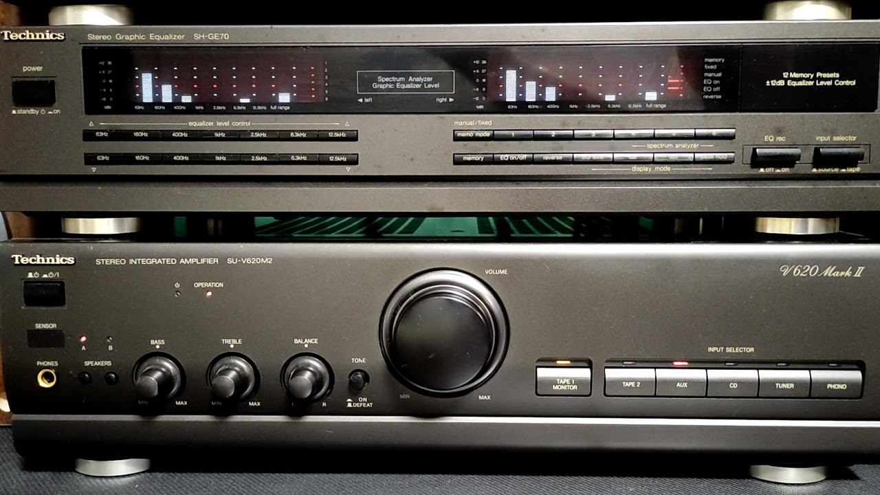 Демонстрация работы эквалайзера Technics SH-GE70 и усилителя Technics SU-V620M2 music play