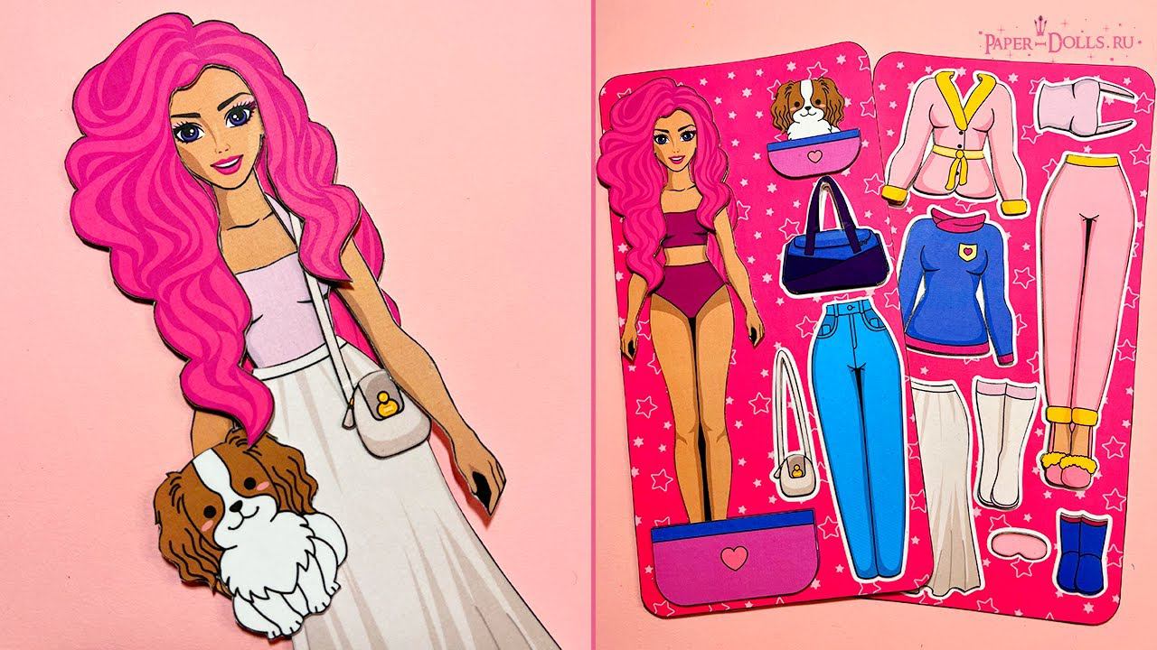 Бумажная кукла с одеждой для вырезания