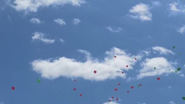 Пуск шаров памятнику к Дню Победы 9 мая г. Добруш.